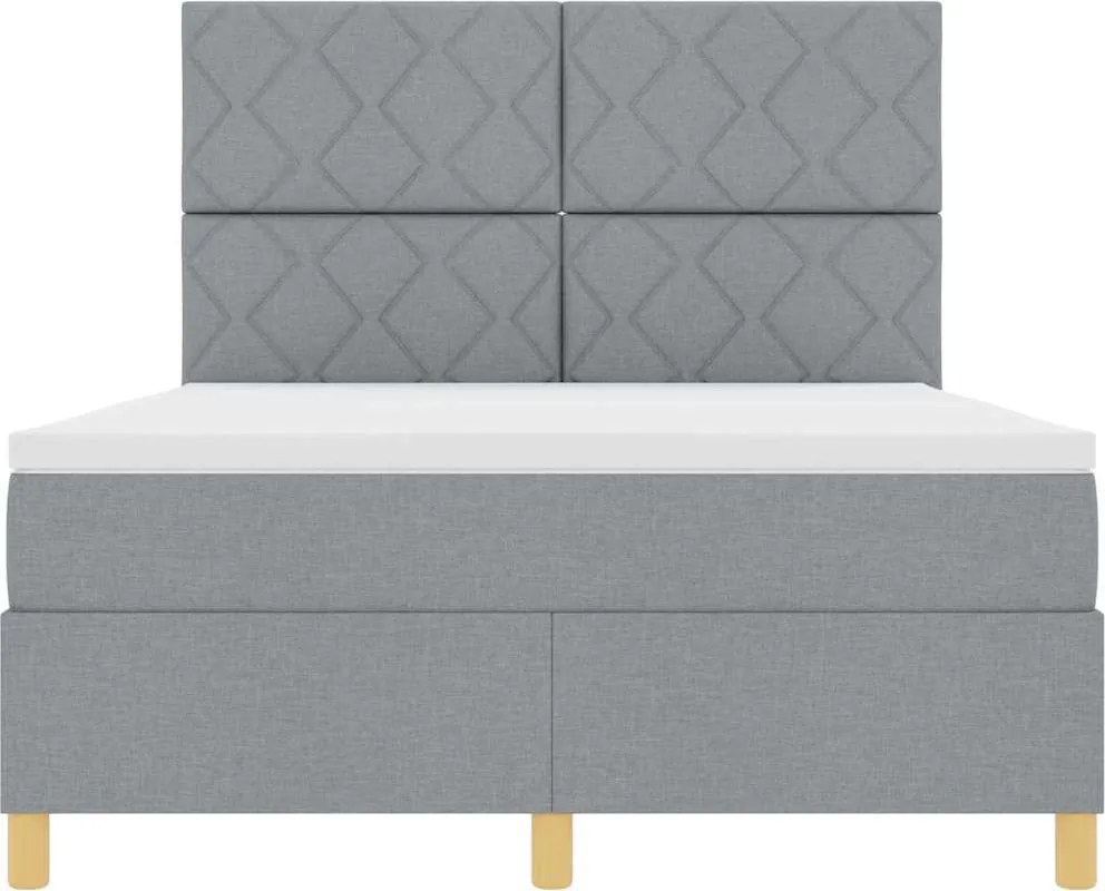 Postel s boxspringem s čelo Světle šedá 140 x 200 cm textil 3339700