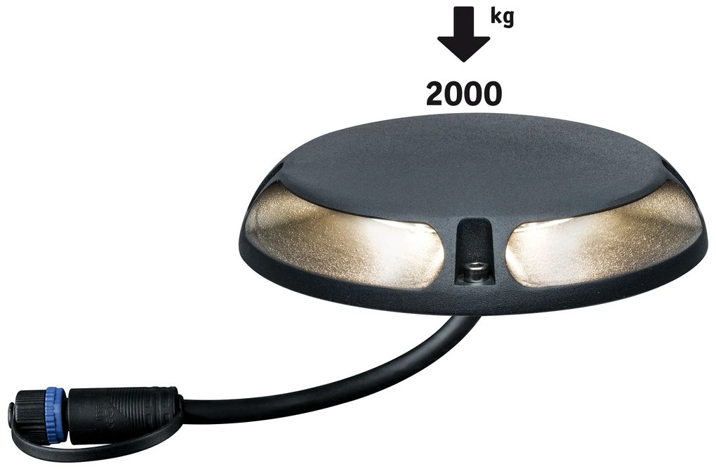 Paulmann 93920 Plug&Shine Shine, pojezdové svítidlo na podlahu, 2x3W LED 3000K, antracit, prům. 16cm, IP67