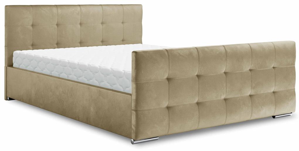 Manželská postel 140 cm Billie (béžová) (s roštem a úložným prostorem). 1046822