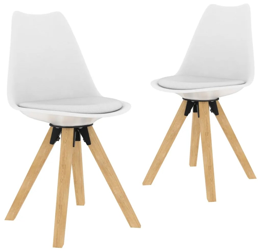 324221 vidaXL Jídelní židle 2 ks bílé PP a masivní bukové dřevo
