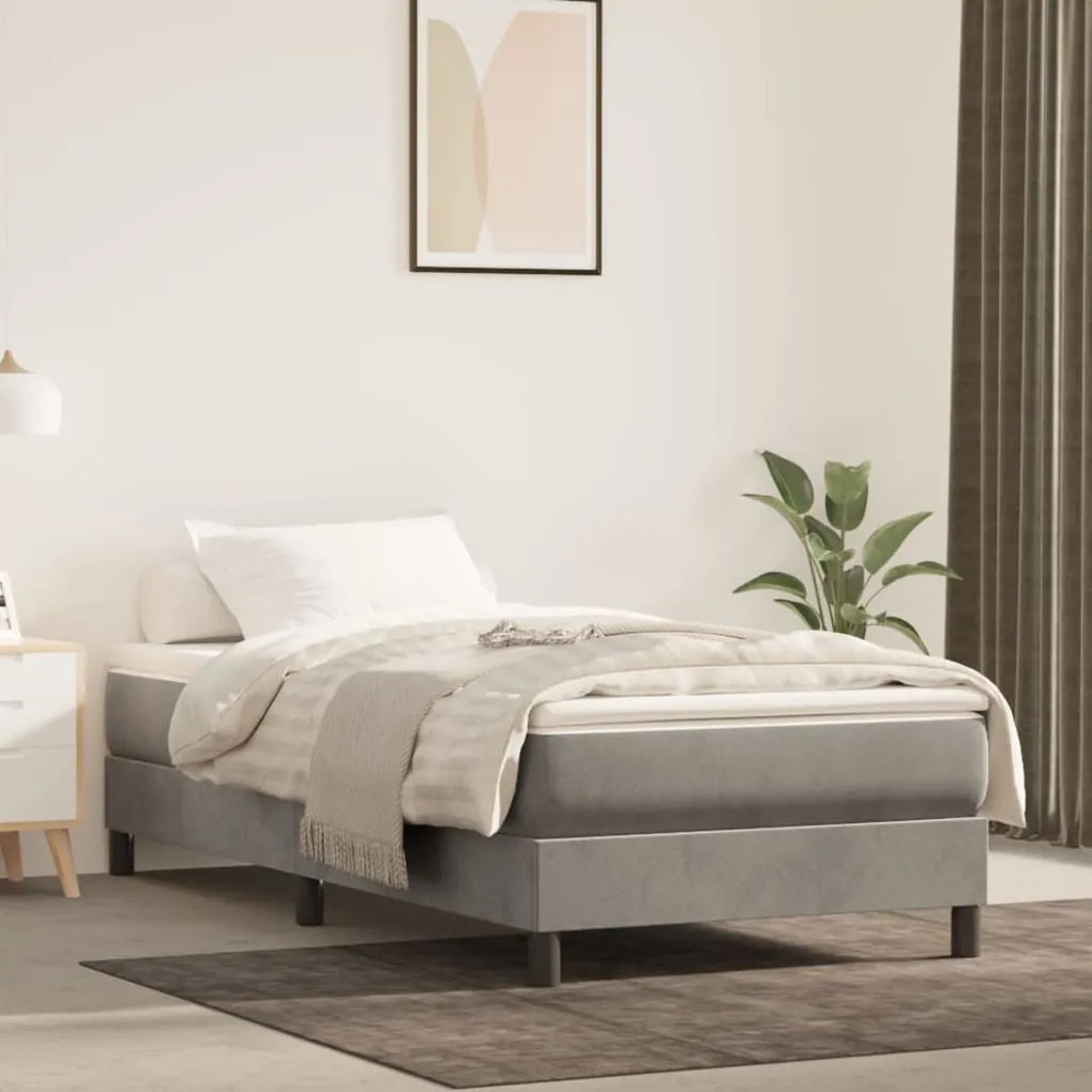 Box spring postel s matrací světle šedá 90x200 cm samet 3144309