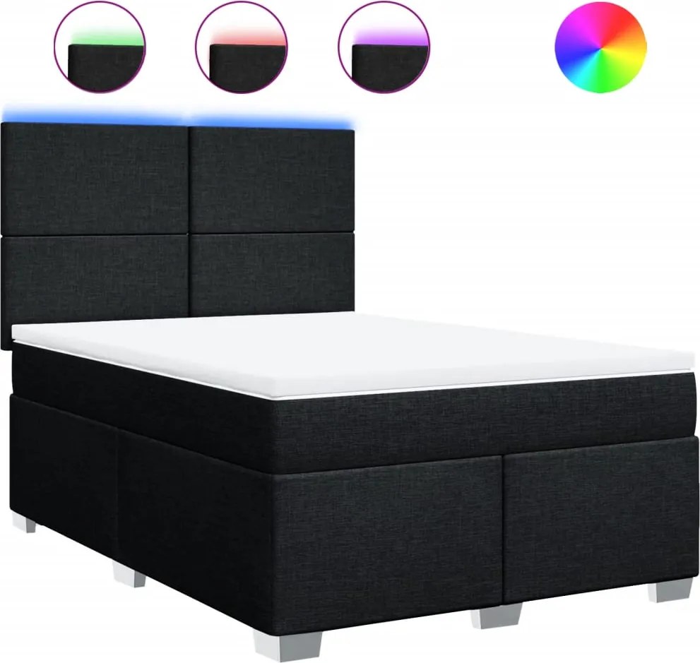 Box spring postel s matrací černá 160x200 cm textil 3292834