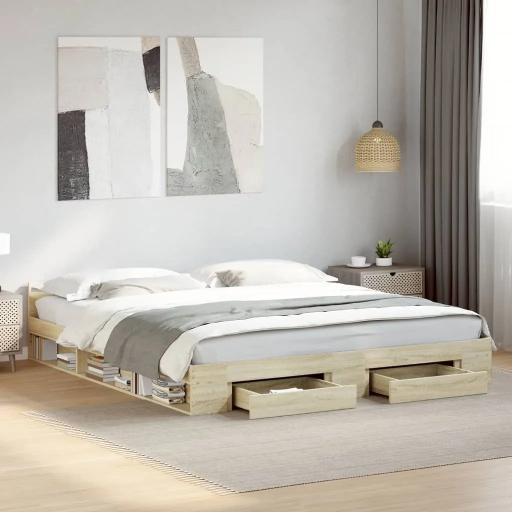 Rám postele se zásuvkami dub sonoma 180x200 cm kompozitní dřevo 3280729