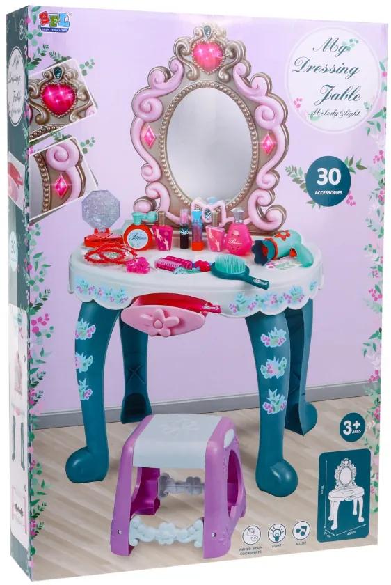 Dětský kosmetický stolek s vybavením modrý