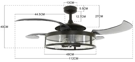 FANAWAY 212927 - LED Stropní ventilátor CLASSIC 3xE27/4W/230V černá + DO