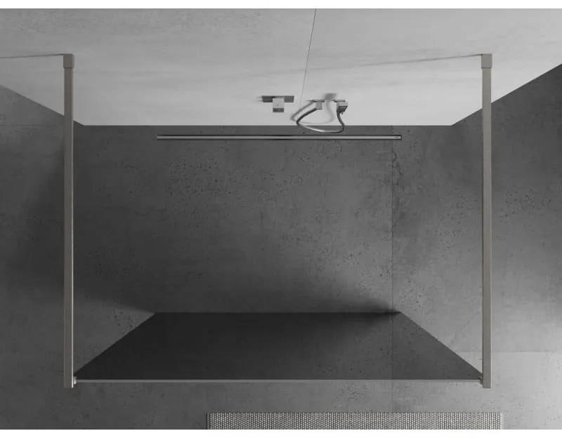 Mexen Kioto, sprchová zástěna Walk-In 100 x 200 cm, 8mm sklo vzor zrcadlo, broušená ocel profil, 800-100-002-97-50