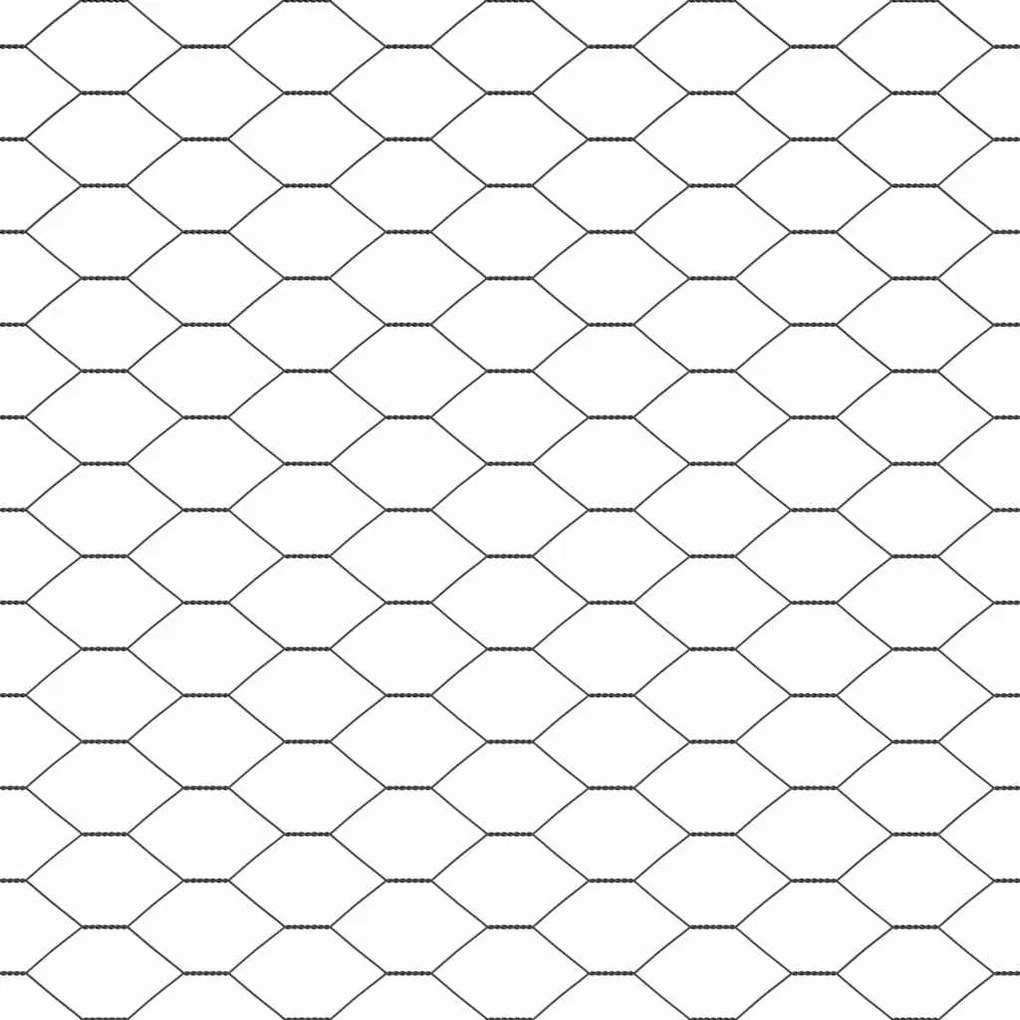 Hexagonální plot s podpěrou 50 x 1,2 m Ocel potažená PVC Šedá 3353276
