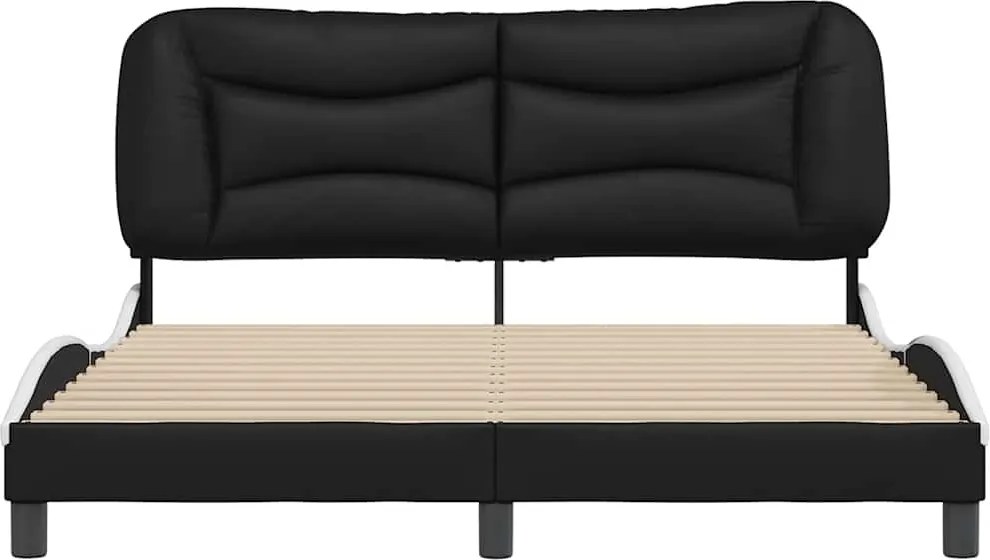 Rám postele bez matrace Hvar černý a bílý 160 x 200 cm umělá kůže 3208014