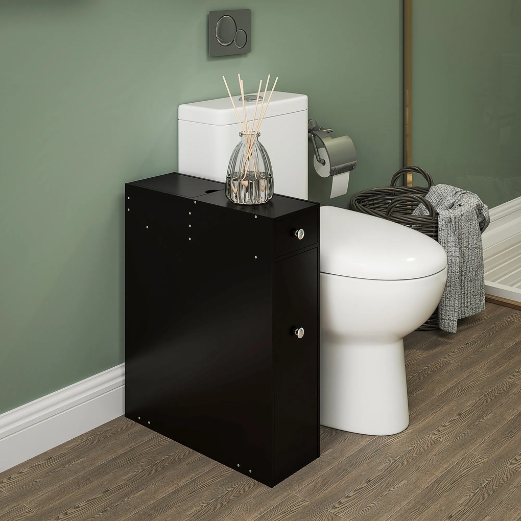 HOMCOM WC nábytek s úložným prostorem na toaletní papír - organizér se 2 šuplíky z MDF - 17 x 48 x 58 cm