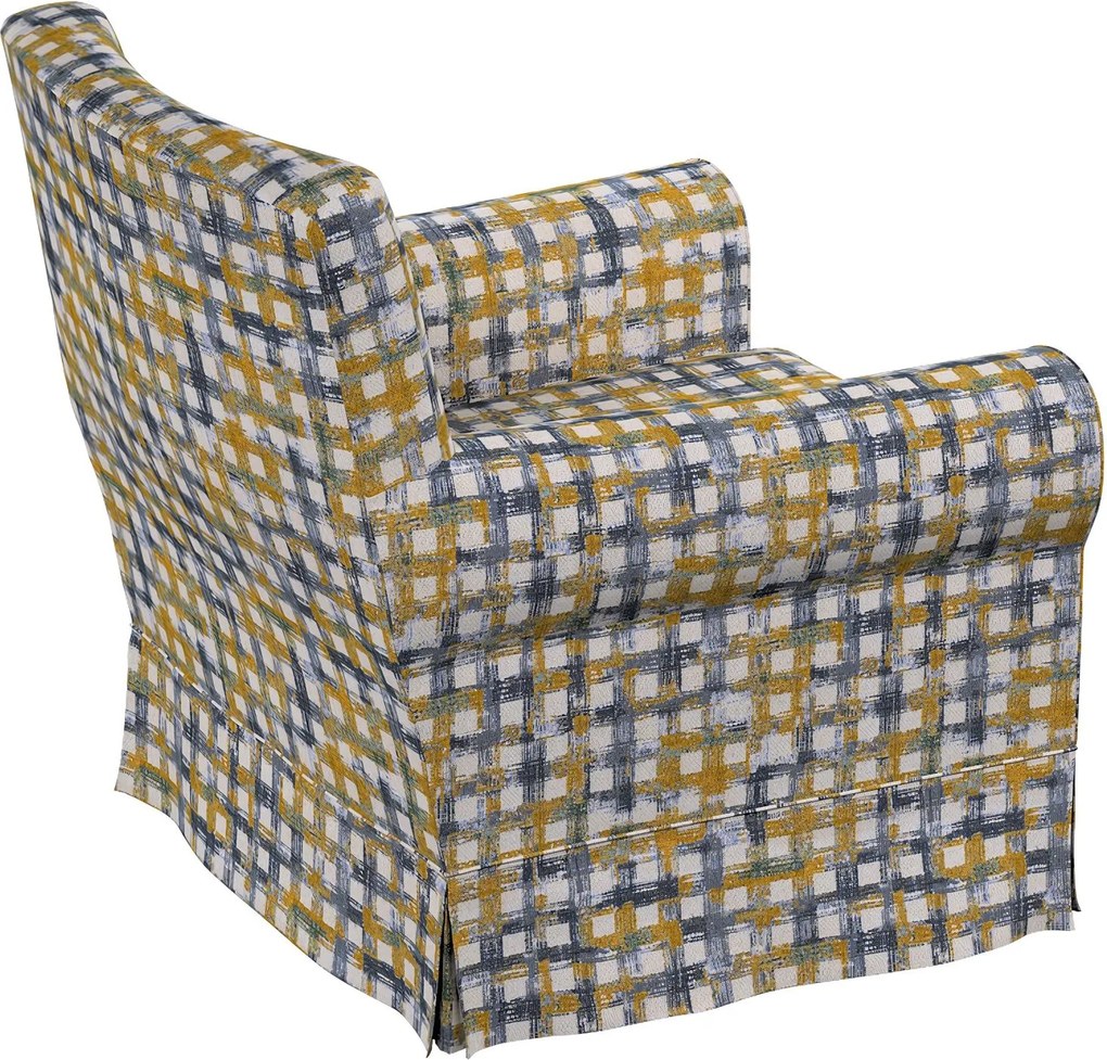 Potah na křeslo IKEA Ektorp Jennylund barva modrá látka pletený vzor, vzorované