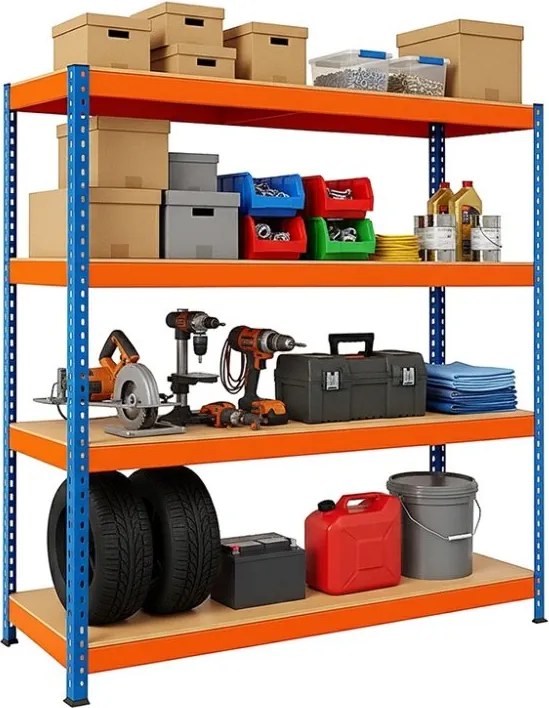 Regál 168x160x60 cm profesionální 4-policový, nosnost 160 kg - modro-oranžový