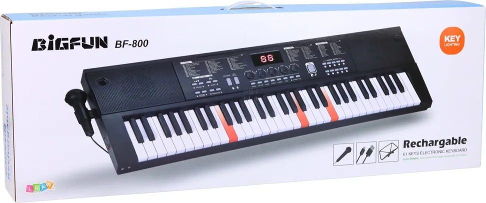 LEAN Toys Elektrické klávesy s mikrofonem, 200 zvuků, 61 kláves, 78 cm