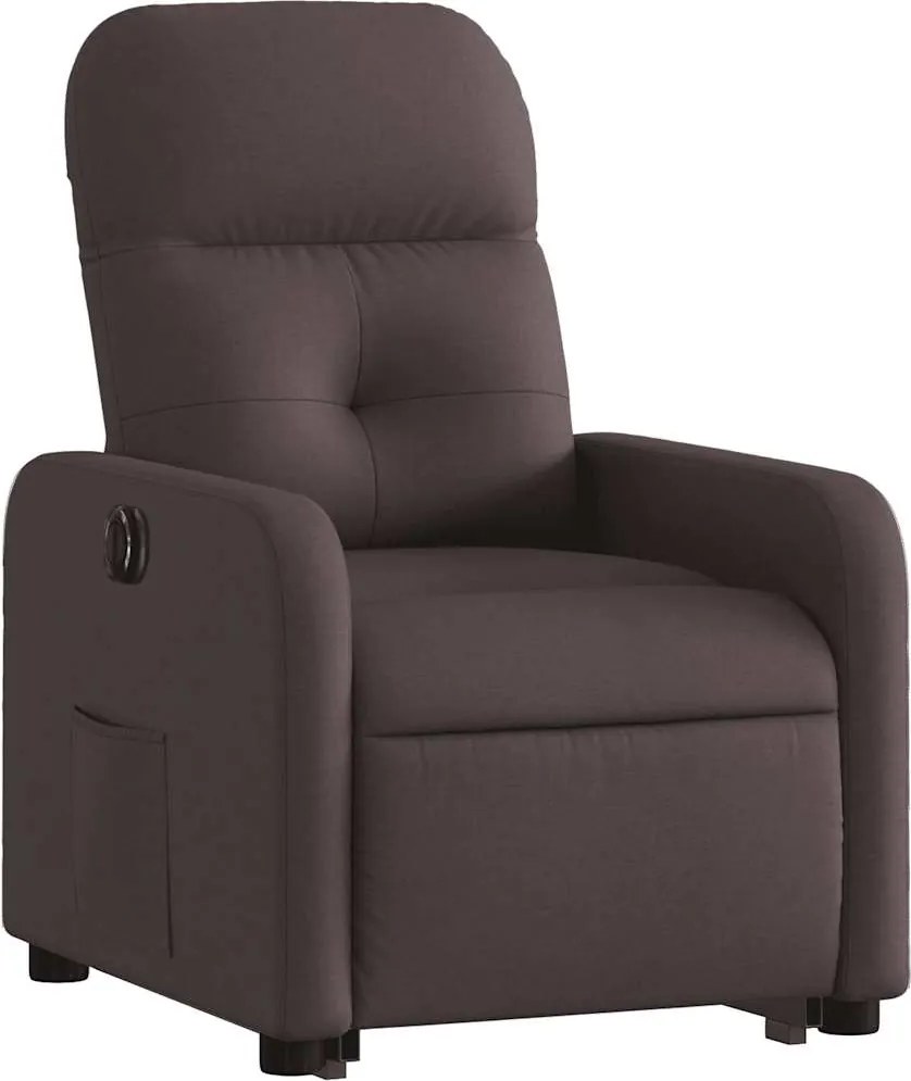 Elektrické zvedací polohovací křeslo tmavě hnědé textil 3206818