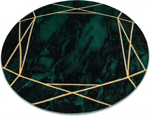 Dywany Łuszczów, POŠKOZENÝ Kusový koberec Emerald 1022 green and gold kruh, 120x120 (průměr) kruh, zelená, ložnice