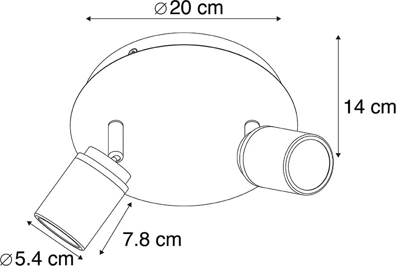 Chytrý moderní reflektor černý vč. GU10 2-světla IP44 - Ducha