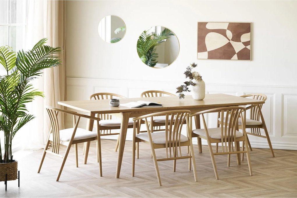 House Nordic Jídelní set stolu DARWIN a 6 židlí AGUSTIN světlý 7771008-S