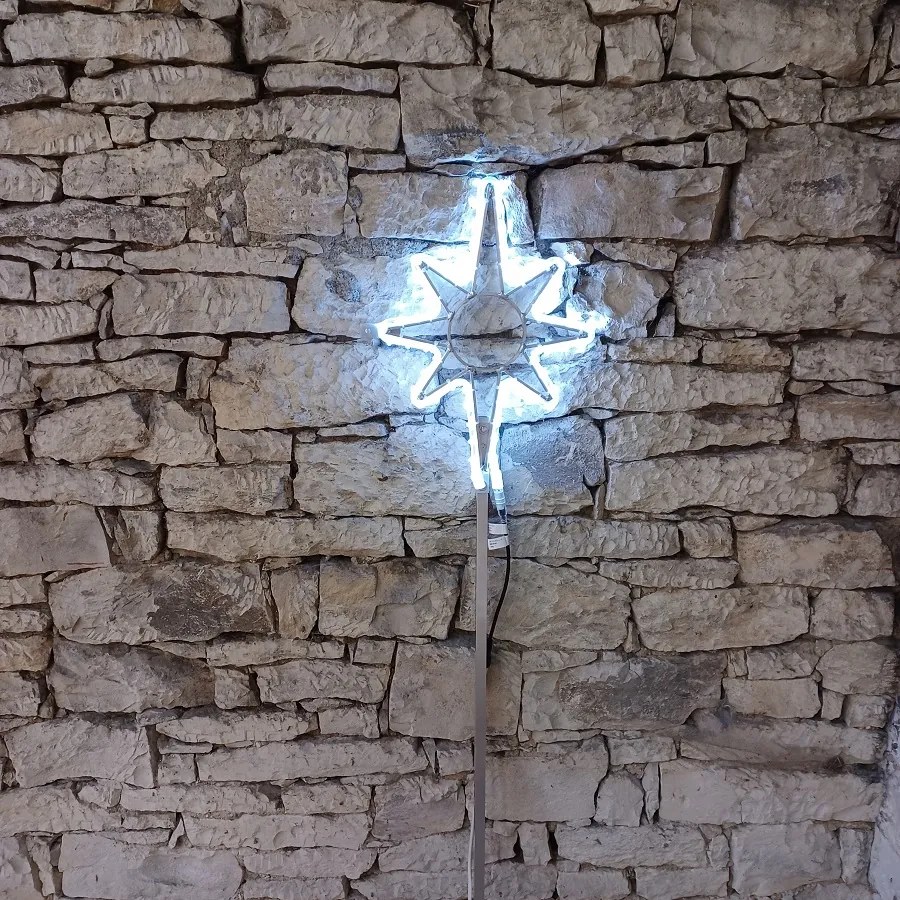 Easy Fix 2D LED světelná hvězda na vrchol stromu, 80 × 120 cm, ledově bílá, hliník