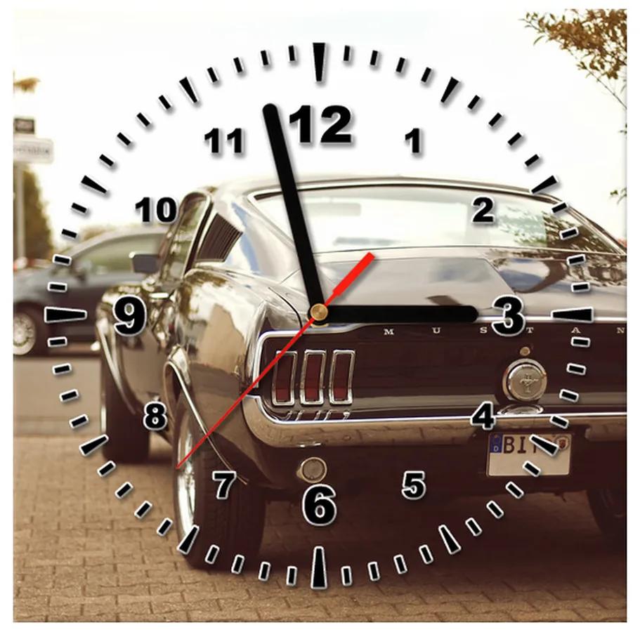 Gario Obraz s hodinami Ford Mustang, 55laney69 Rozměry: 30 x 30 cm