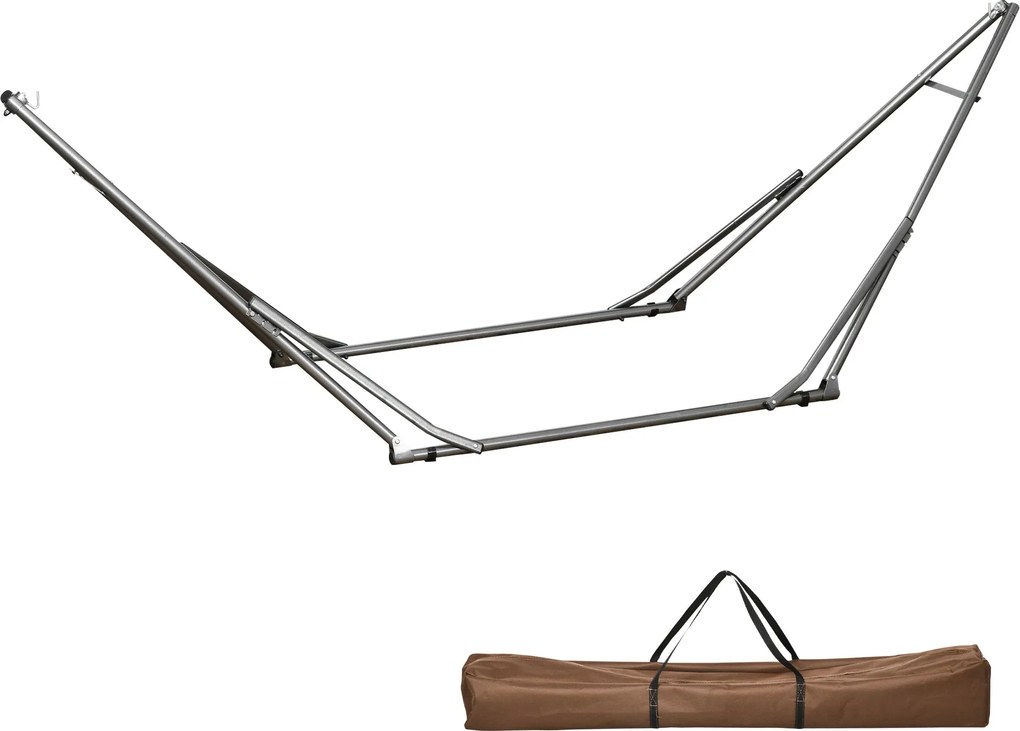 Houpací síťový stojan Outsunny, skládací 2 v 1, stojan na oblečení pro terasu, zahradu, dvorek, nosnost až 120kg, ocel, 290 x 92 x 88cm | Aosom