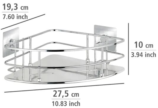 WENKO 23856800-Polička TURBO-LOC QUADRO ED. 27,5x19,3 cm nerez/lesk. chrom