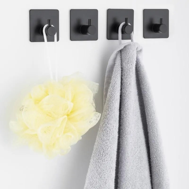 Erga Pad, samolepící háček na ručníky 4,5x4,5 cm (4ks), černá matná, ERG-YKA-CH.PAD-4-BLK