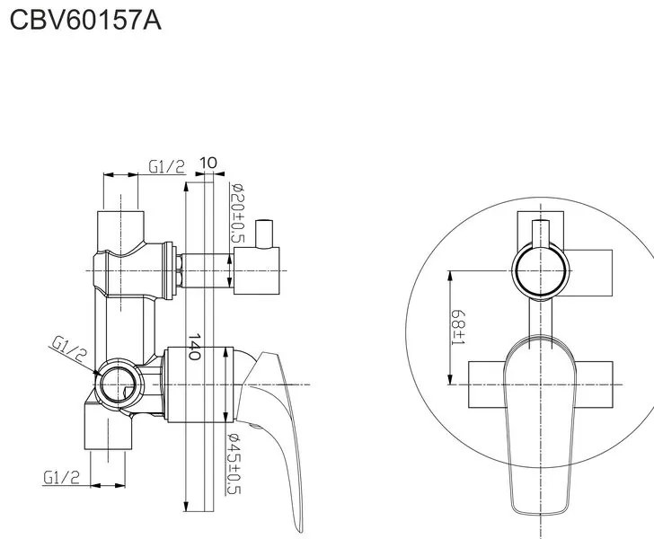 Mereo Eve sprchová podomítková baterie s trojcestným přepínačem Mbox kulatý kryt mosaz chrom CBV60157A