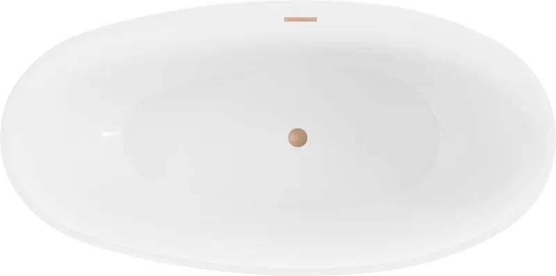 Mexen Bilbao volně stojící vana 180 x 90 cm, bílá, přepad kartáčovaná měď - 51311809000-65