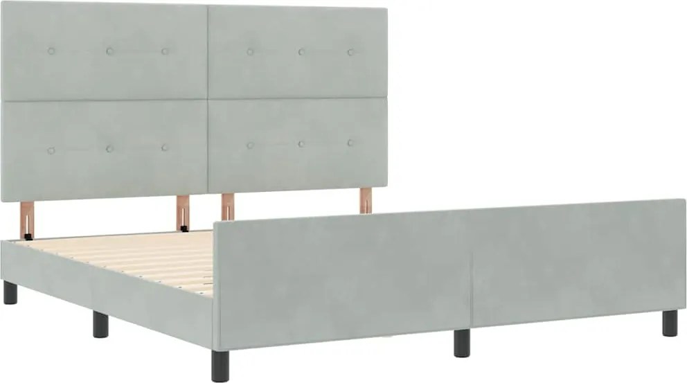 Postel s boxspringem s čelo Světle šedá 180 x 200 cm samet 3344957