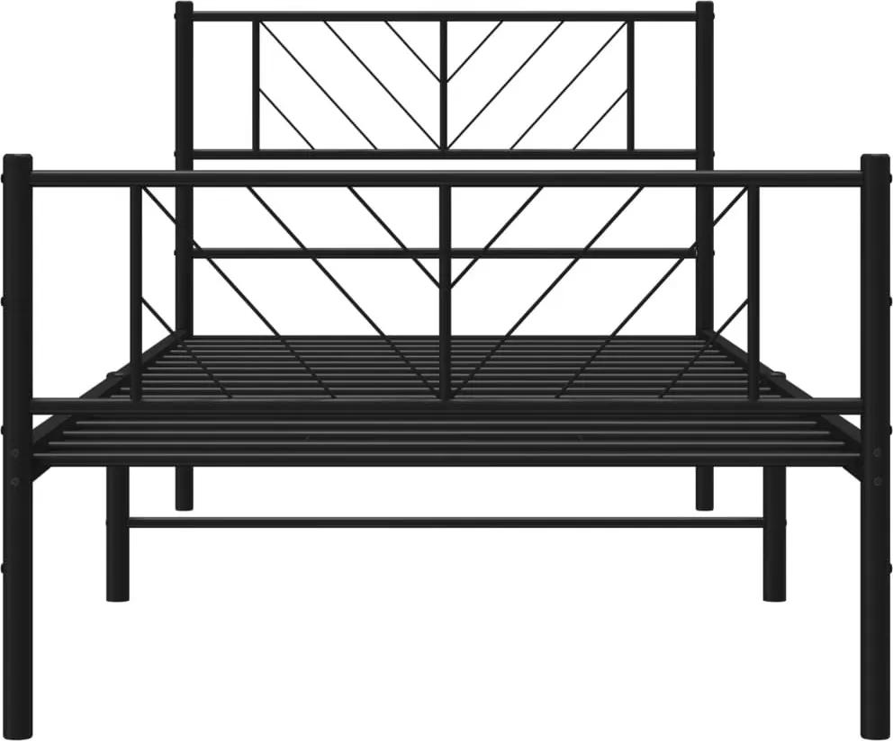 vidaXL Kovový rám postele s hlavovým a nožním čelem 75 x 190 cm [372187] Barva: Bílá