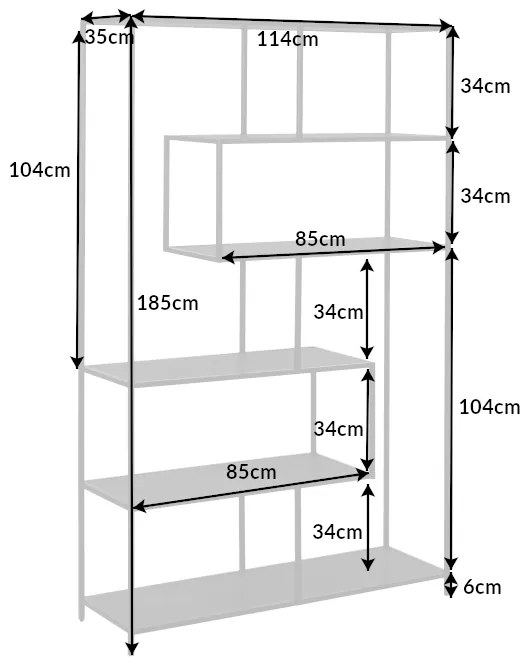 Designový regál Maille 185 x 114 cm černý jasan