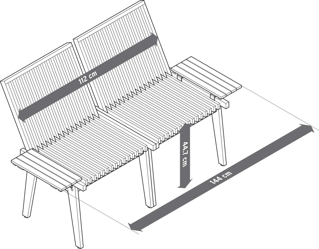 Tchibo - Lavička s flexibilním opěradlem - barva: hnědá