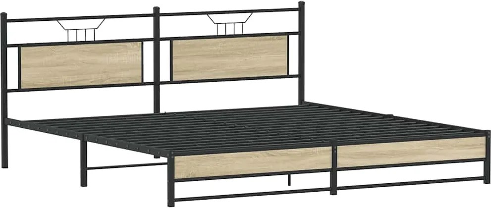 Kovový rám postele bez matrace dub sonoma 193 x 203 cm 3325122