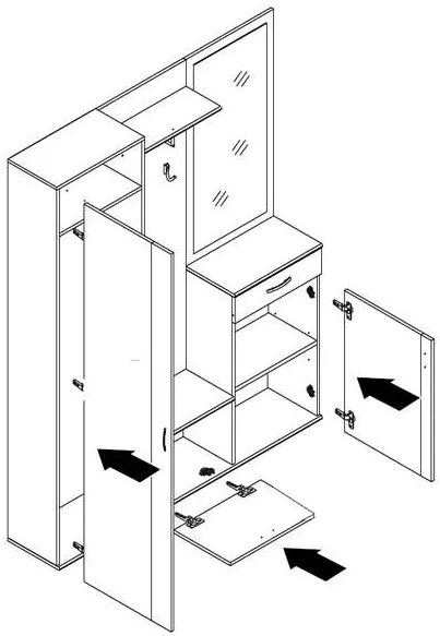 Předsíňová stěna Patent, dub sonoma/bílá