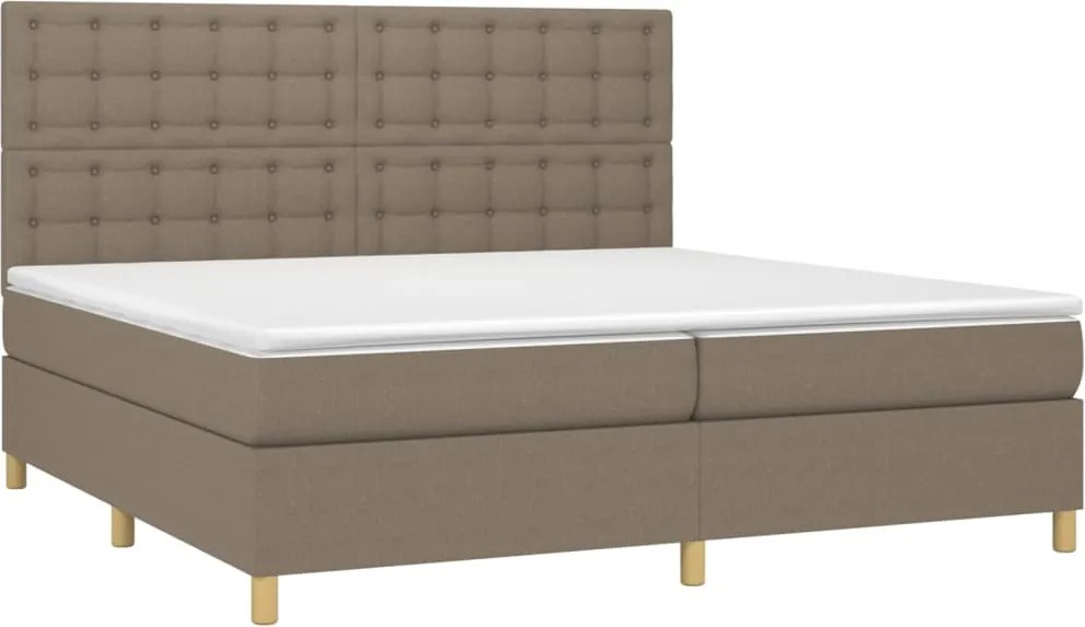 Box spring postel s matrací a LED taupe 200x200 cm textil 3135785