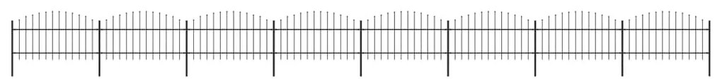 Zahradní plot s hroty ocel (1–1,25) x 13,6 m černý