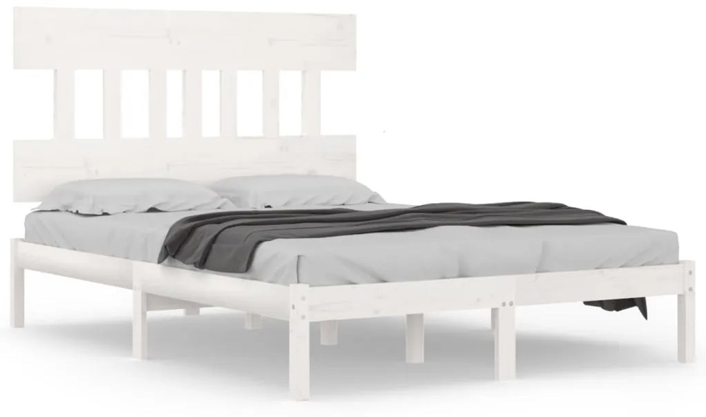 Rám postele bílý masivní dřevo 135 x 190 cm dvojlůžko,  3104714