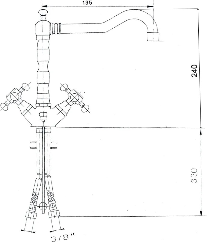 Sapho Antea 3126 dřezová baterie s retro hubicí bronz