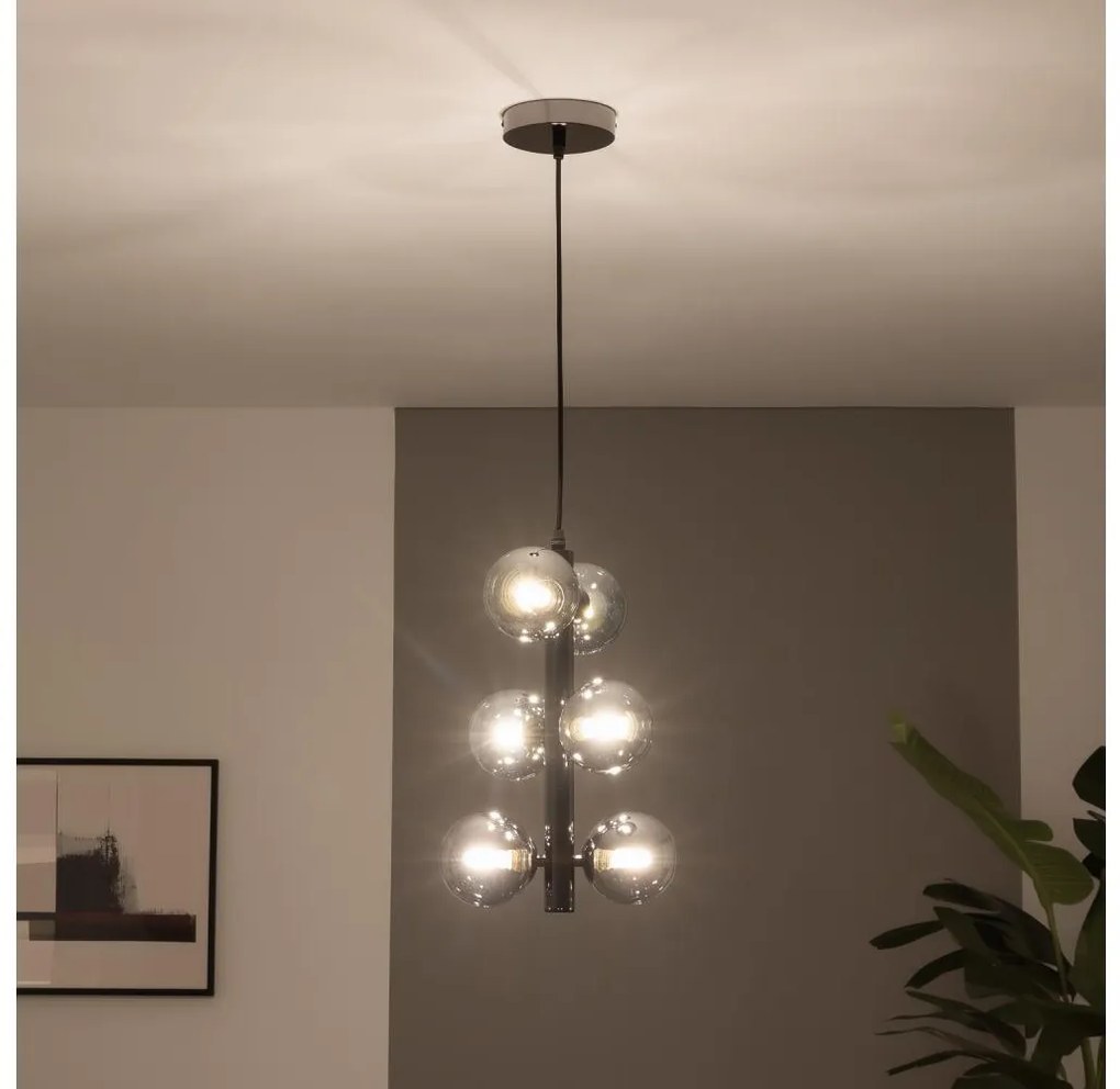 Brilagi - LED Lustr na lanku MILLA 6xG9/3W/230V černý chrom/kouřová