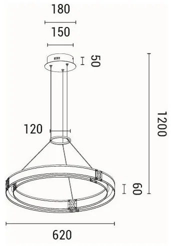 LED Lustr na lanku LUIS LED/21W/230V 3000K 42x120 cm