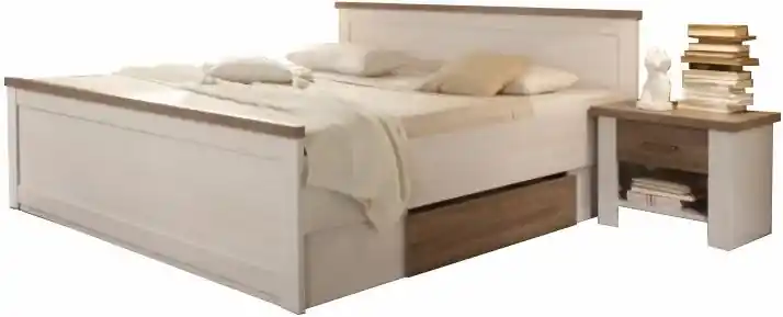 Manželská postel 180x200 cm a 2ks noční stolek v dekoru dub sonoma truflový  a pinie bílá TK2179 | BIANO