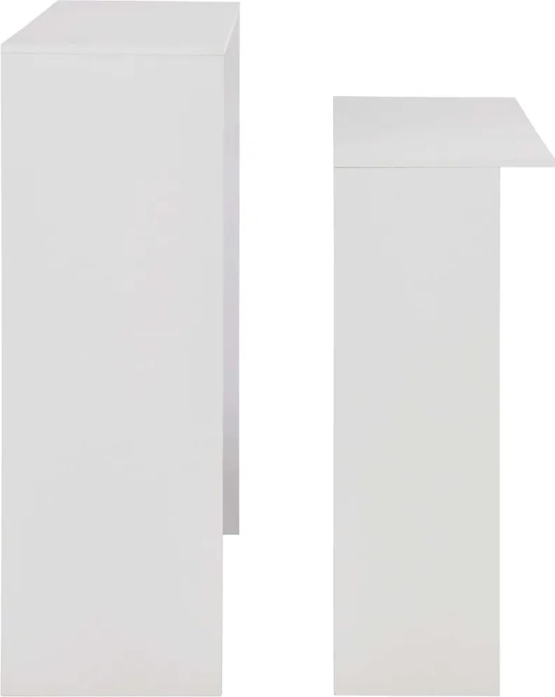 Barový stůl se 2 stolními deskami bílý 130 x 40 x 120 cm 280217