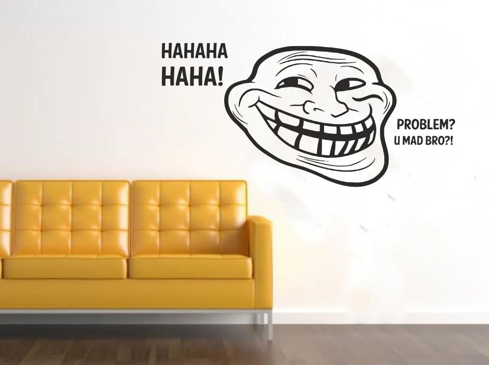 WALLVINIL Samolepky na zeď - Meme Troll Face Haha Barva: Červená světlá, Velikost: 75x36 cm
