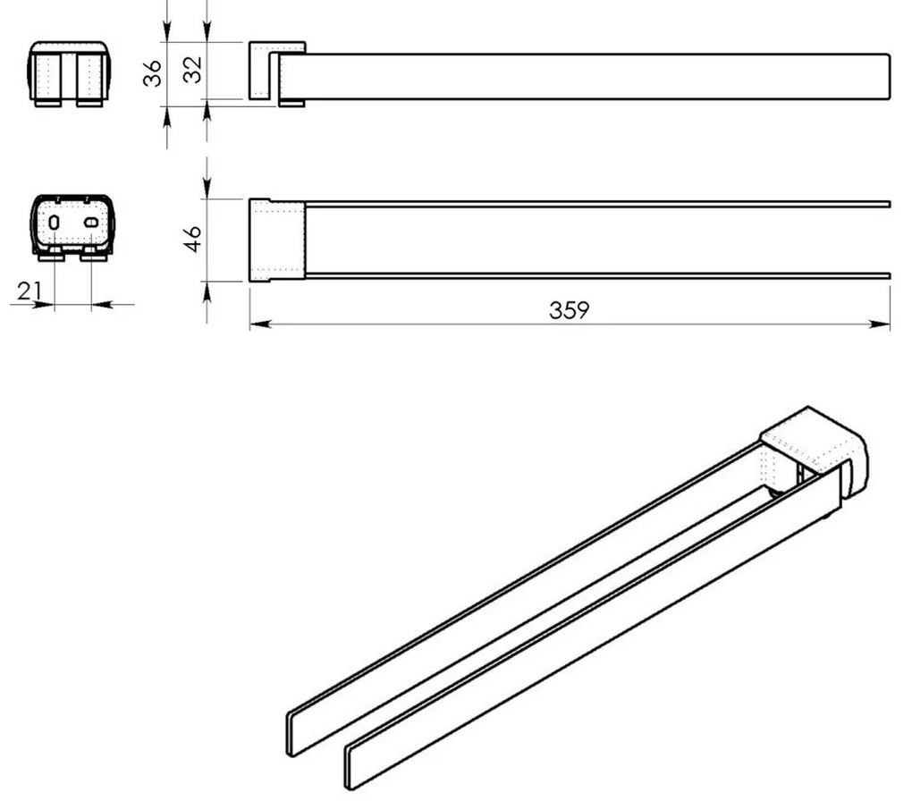 GEDY PI2302 Pirenei držák ručníků dvojitý otočný, 35 cm, bílá mat