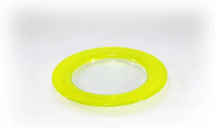 BDK-GLASS Kulaté talíře BAND - se žlutým okrajem Průměr: 40cm