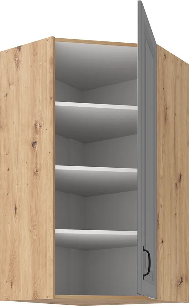 STILO ad | horní skříňka 60x60 GN-108 1F (45°) rohová s policemi | EXTRA VYSOKÁ | UNI dvířka | artisan/šedá