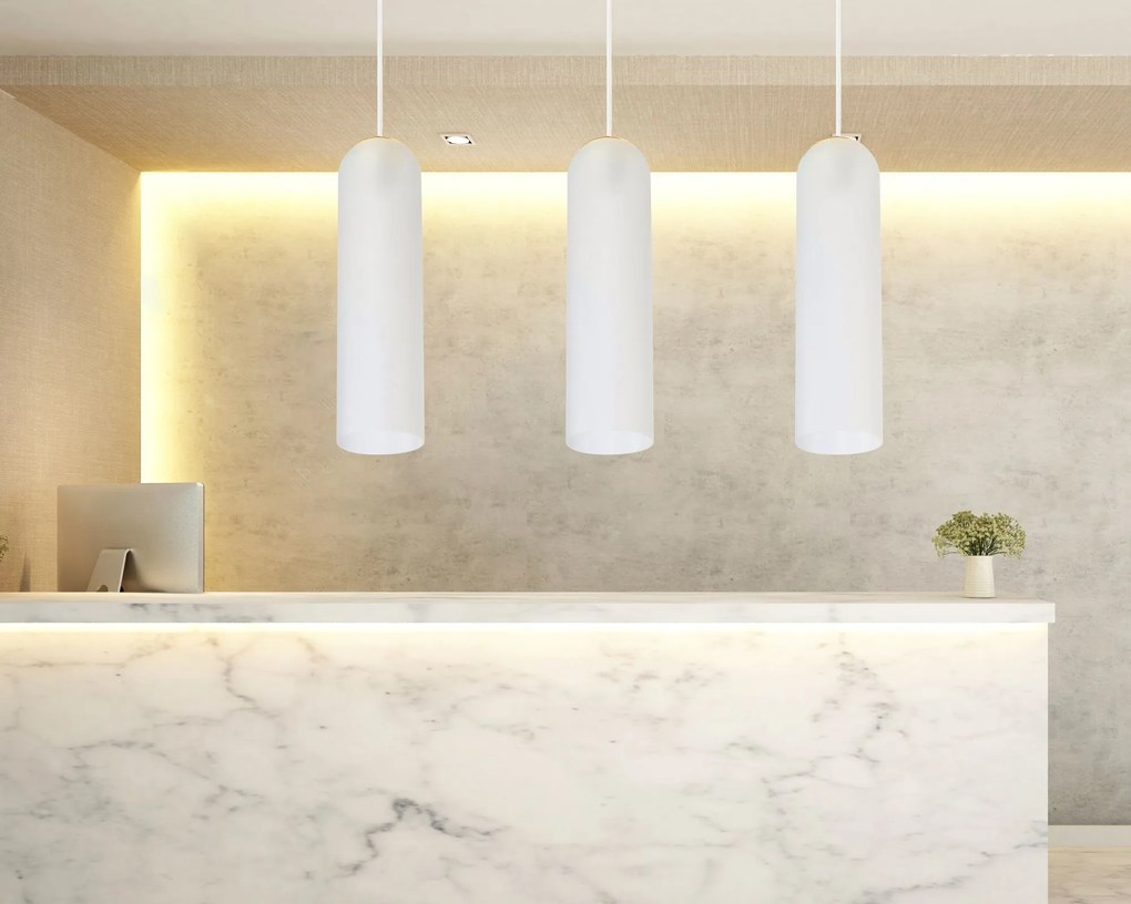 Toolight - Skleněná závěsná lampa APP665-1CP, bílá-zlatá, OSW-04661