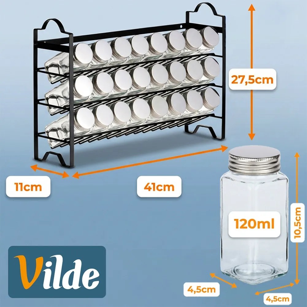 Sada 24ks kořenek v praktickém kovovém černém stojanu - VILDE