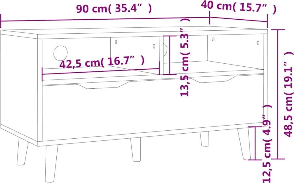 TV skříňka betonově šedá 90 x 40 x 48,5 cm kompozitní dřevo 326781