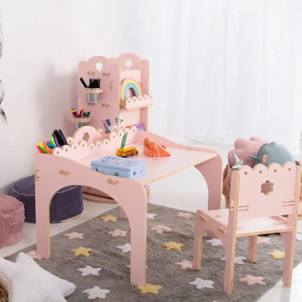 Myminihome Dětský stolek EMMA s pastelkovníky + židle Zvolte barvu: Béžová