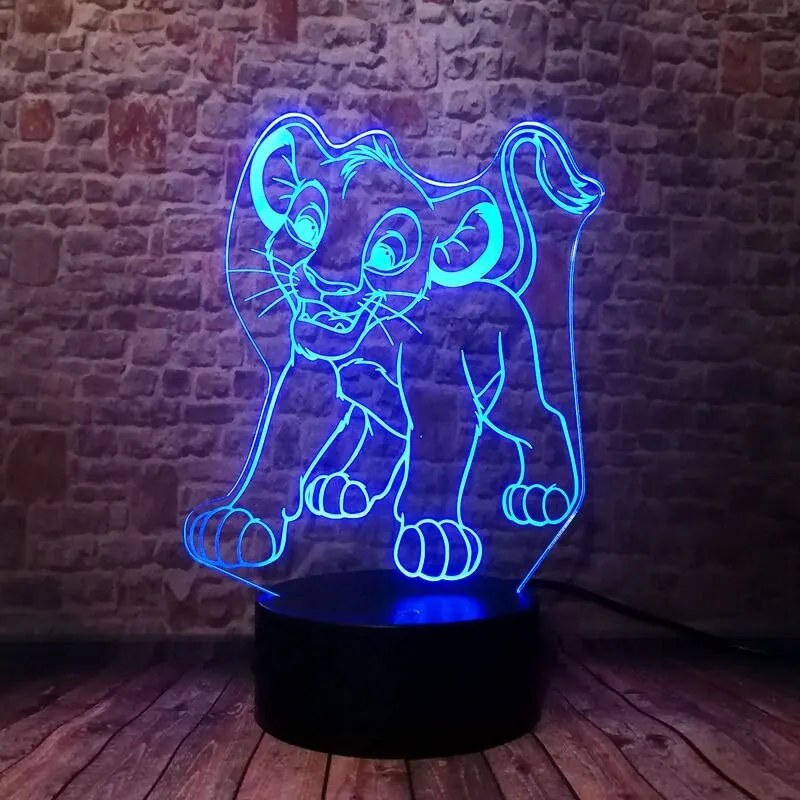 3D LED Lampička Simba Lví král